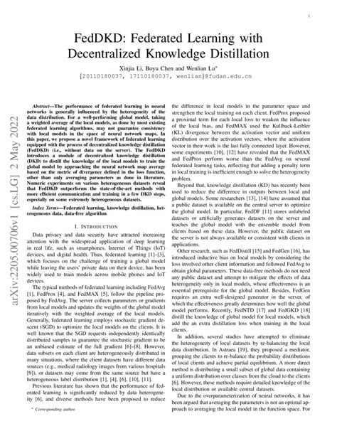Feddkd Federated Learning With Decentralized Knowledge Distillation
