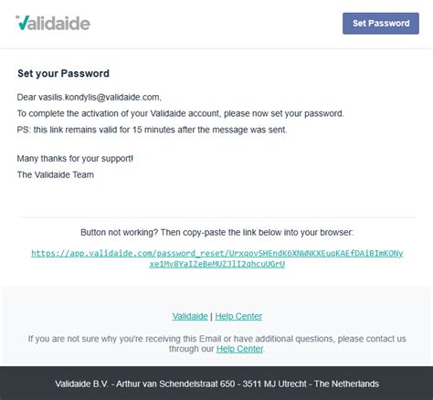 How Long Is The Password Setting Link Valid Validaide Help Center