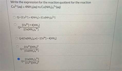 Solved Write the expression for the reaction quotient for | Chegg.com