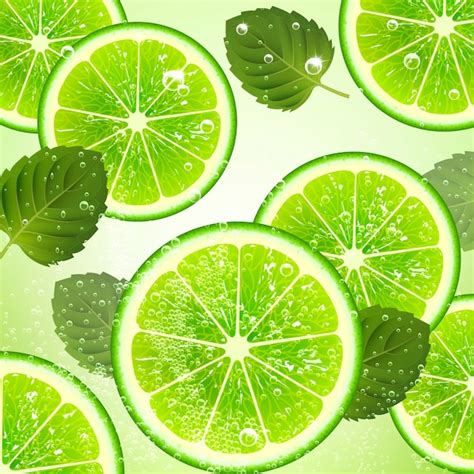 Premium Vector Background Of Lime And Mint Leaves