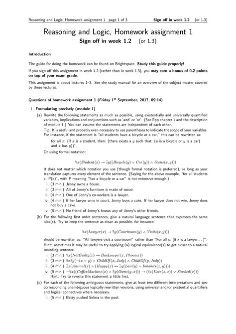 homework assignment 1 reasoning and logic reasoning and logic