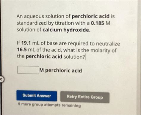 Solved An Aqueous Solution Of Perchloric Acid Is