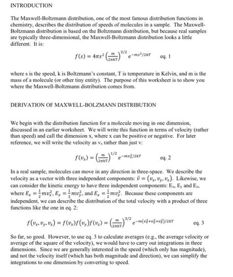 Solved Introduction The Maxwell Boltzmann Distribution One