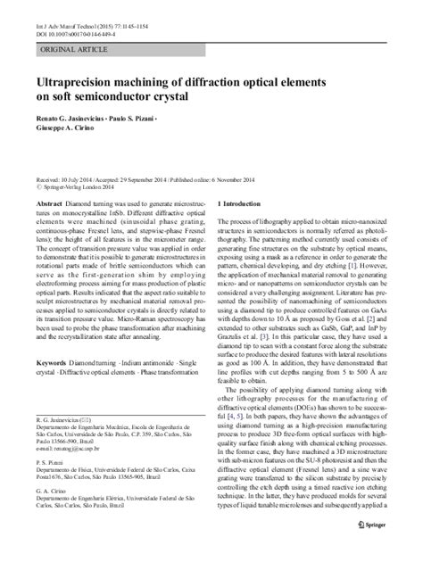 Pdf Ultraprecision Machining Of Diffraction Optical Elements On Soft