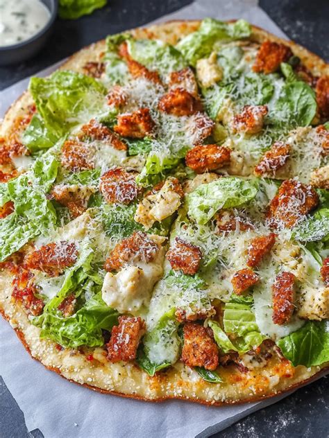 Irresistible Chicken Crust Caesar Salad Pizza Guilt Free Delight