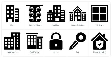 Un Conjunto De 10 Real Inmuebles íconos Como Pisos Pisos Edificio Edificio 47523257 Vector En