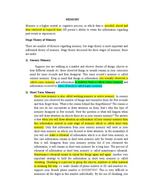 Memory 1 Pdf Memory Perception