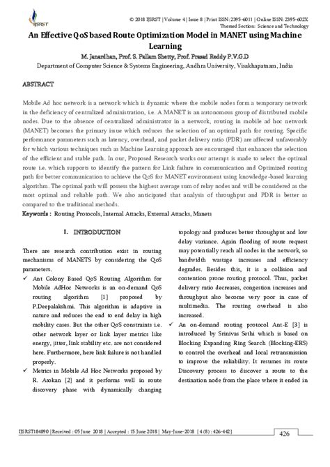 Pdf An Effective Qos Based Route Optimization Model In Manet Using
