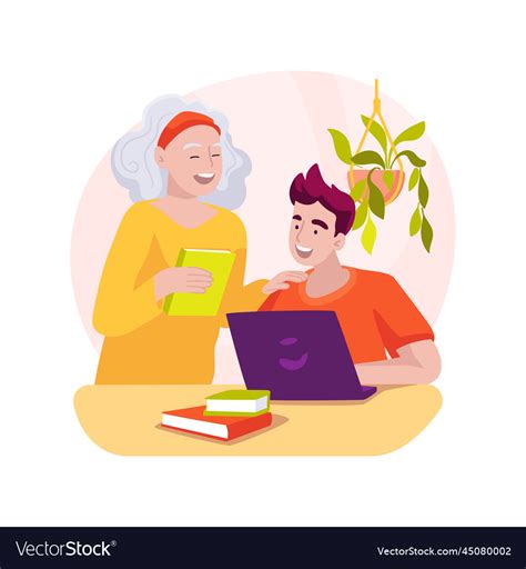 Cross Age Peer Tutoring Isolated Cartoon Vector Image