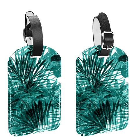 Square 2pack Pu Leather Watercolor Tropical Floral Cruise Luggage Tag