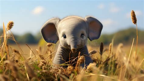 Cute Tiny Elephant In Big World Stock Illustration Illustration Of