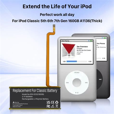 Ipod Classic Parts 616 0232 Battery 900mah High Capacity Battery