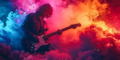 Guitar Hero A Musician Passionate Performance On Stage Premium Ai