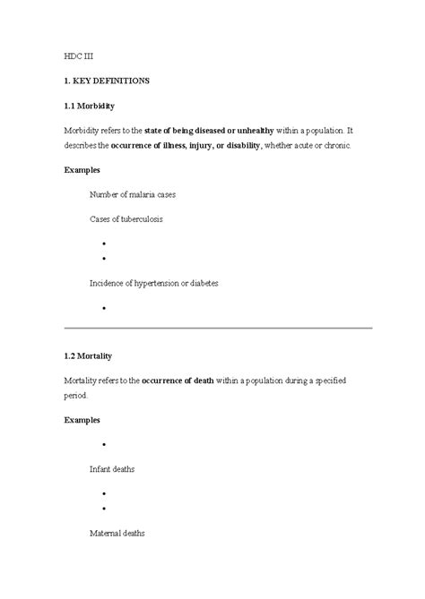 Hdc Iii Lecture Notes On Morbidity And Mortality Data Extraction