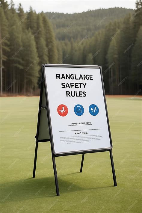 Archery Range Safety Rules Signage Mockup With Blank White Empty Space