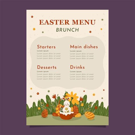 Flat Easter Brunch Menu Template Free Vector