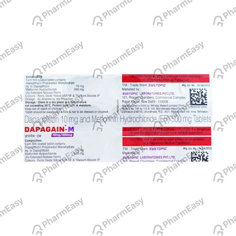 Dapagain M 10 500mg Strip Of 15 Tablets Uses Side Effects Price