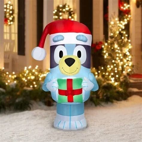 5 Gemmy Bluey Airblown Yard Inflatable Lights Up With Present £57 36