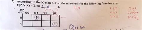 Solved 3 According To The K Map Below The Minterms For The