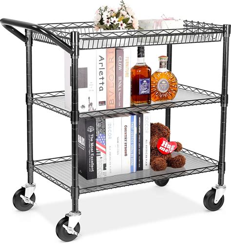 Ynn Utility Cart 990lbs Capacity 3 Tier Metal Rolling
