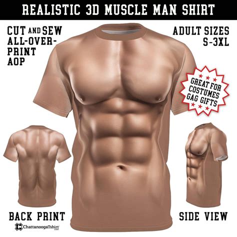 3d Muscle Man T Shirt Realistic Six Pack Abs Gag T Etsy