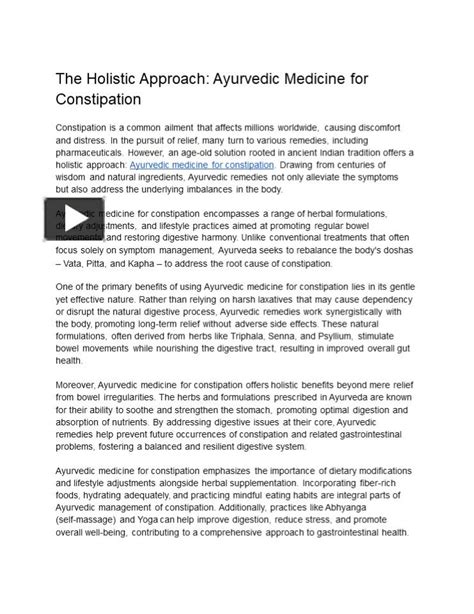 Ppt Ayurvedic Medicine For Constipation Powerpoint Presentation