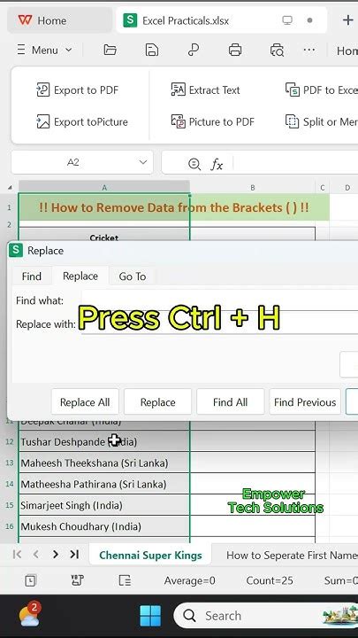 How To Remove Data From The Brackets In Ms Excel Excel Exceltips