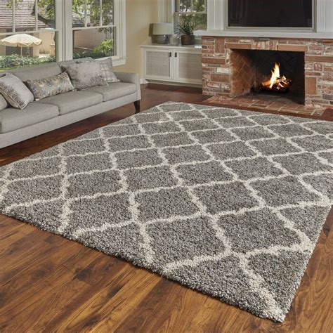 Laura Ashley Luxury Trellis Shag Gray Area Rug Wayfair
