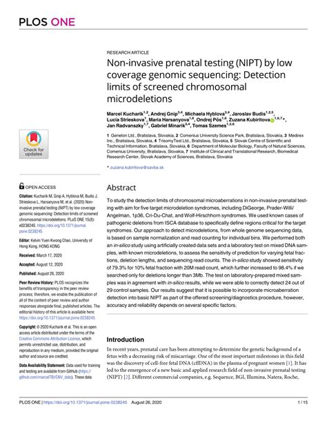 Pdf Non Invasive Prenatal Testing Nipt By Low Coverage Genomic