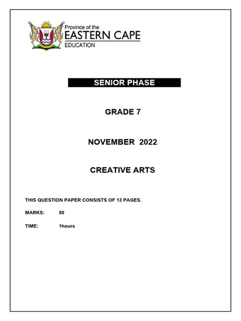 Creative Arts Grade 7 November 2022 Pdf