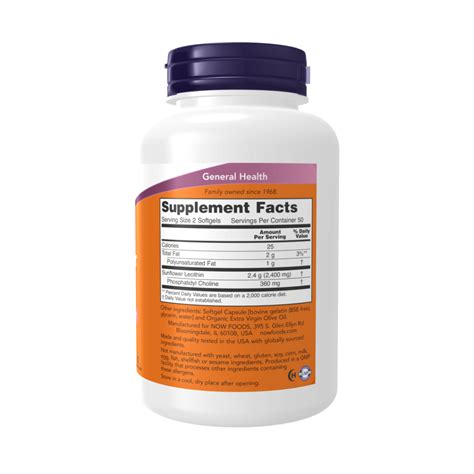 Подсолнечный Лецитин Now Foods - купить NOW Sunflower Lecithin (лецитин ...