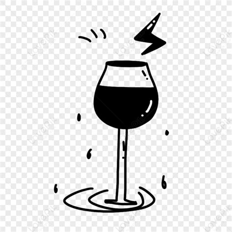 번개 기호 레드 와인 컵 일러스트 라인 초안 낙서만화그래피티 Png 일러스트 무료 다운로드 Lovepik