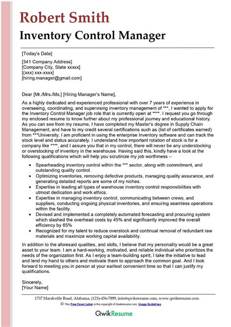 Inventory Cover Letter Examples At Kenneth Hyde Blog