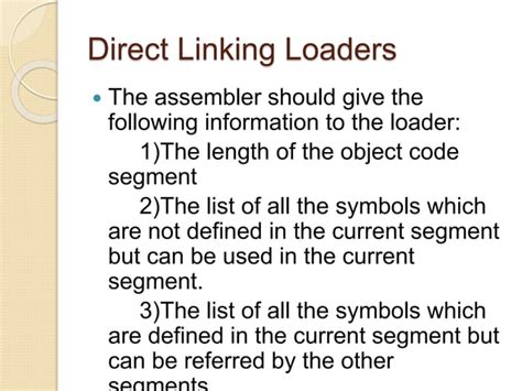 Direct Linking Loaders Pptx