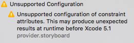 Ios Xcode Storyboard Warning Not Providing Context Unsupported Configuration Of Constraint