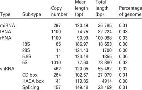 Non Coding Rna Species Identified In The Flax Wgs Assembly Download Table