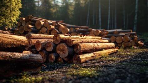 Premium Photo Logging Timber Wood Industry Generative Ai