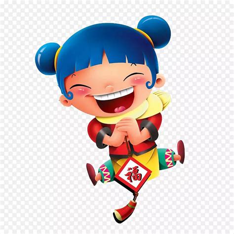 卡通女孩拜年免抠图png图片素材下载 图片编号qarpvlny 免抠素材网
