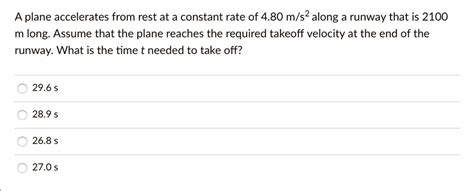 Solved A Plane Accelerates From Rest At A Constant Rate Of 4 80 M SÂ²