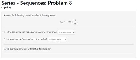 Solved Series Sequences Problem Point Answer The Chegg