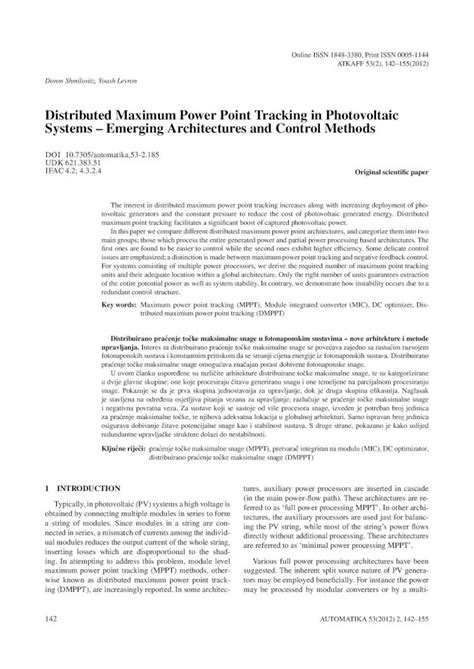 pdf distributed maximum power point tracking in photovoltaic see