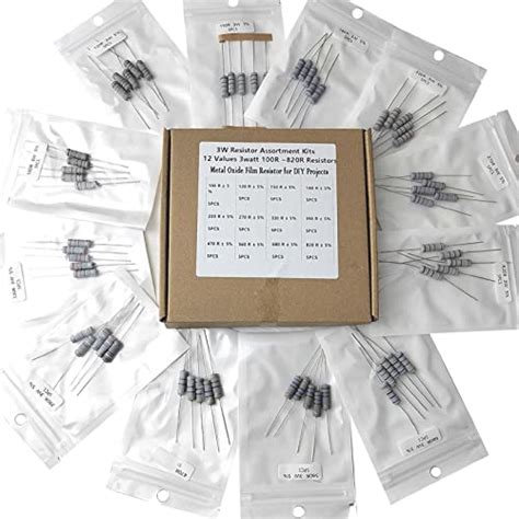 3w Resistor Assortment Kit12 Values 3watt 100 R ~820 R Resistors Pack 60pcs(100ohm To 820 Ω±5 3w Resistor Assortment Kit12 Values 3watt 100 R ~820 R Resistors Pack 60pcs(100ohm To 820 Ω±5