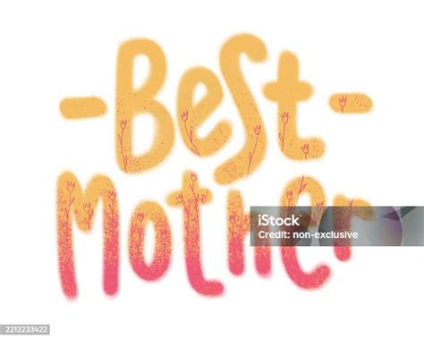 손으로 노란색 분홍색 글자를 그리는 Best Mother 어머니의 날 인쇄물 인사말 포스터 배너 휴일 카드에 대한 손으로 쓴 문구 흰색 고립 된 배경입니다 가족에 대한 스톡