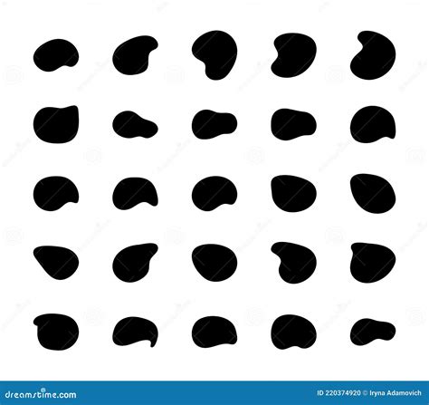 Blob Shapes Vector Set Organic Abstract Splodge Elemets Monochrome Collection Stock Vector