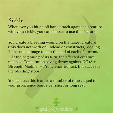 Sickle Optional Weapon Feature R Grail Of Wonders