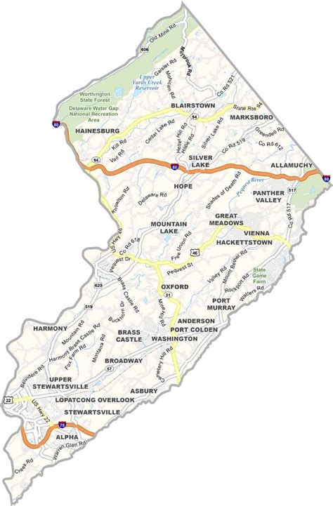 Warren County Map New Jersey Us County Maps