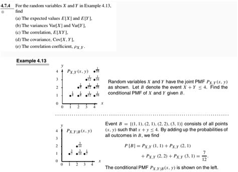 solved 4 7 4 ﻿for the random variables x ﻿and y ﻿in example
