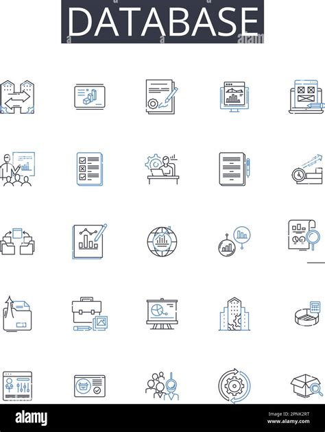 Database Line Icons Collection Data Storage System Data Management