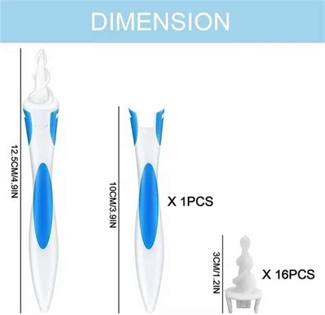 Plastic Ear Wax Removal Tool With 16 Replacement Heads Reusable Ear Wax