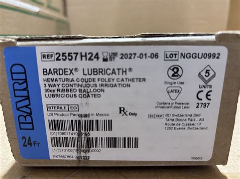 New Bard 2557h24 Bardex Lubricath Hematuria Latex Foley Catheter Long